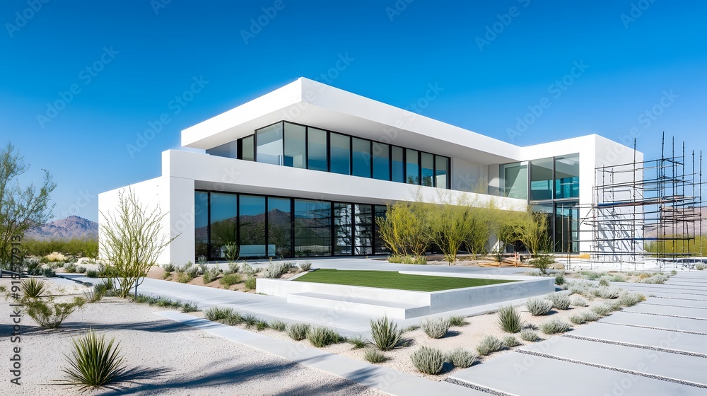 Modern minimalist house, architectural photography, midday lighting ...