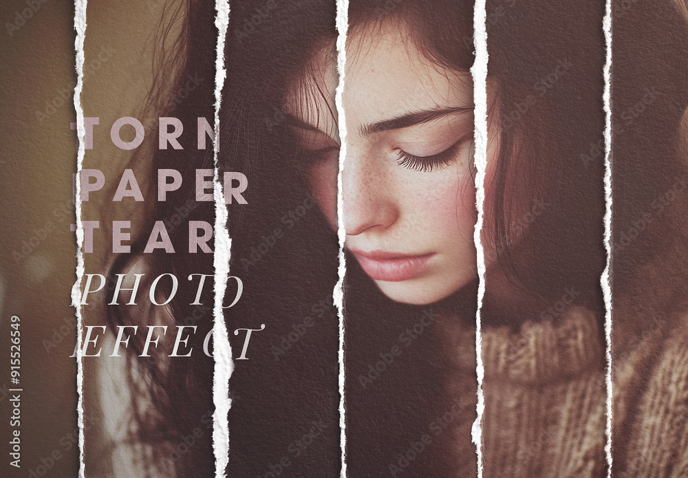 Torn Paper Tear Photo Effect Layout Stock Template | Adobe Stock