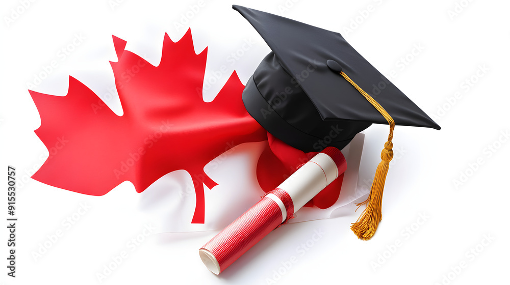 canadian education and language learning, graduation cap with diploma ...