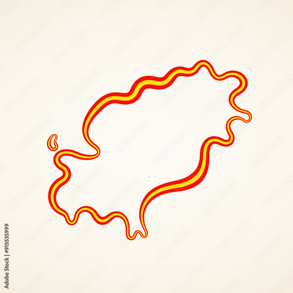 Outline map of Ibiza marked with ribbon in colors from the flag. Stock ...