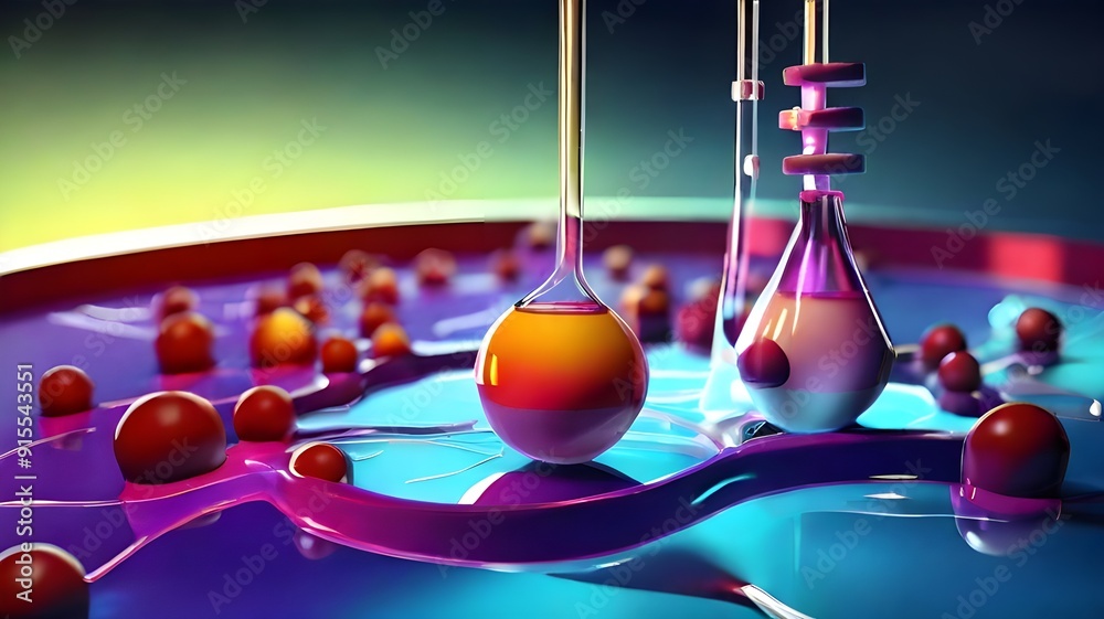 vivid three-dimensional representation of a chemical cell's ...