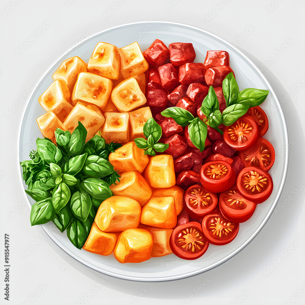 top shot motion of dinner menu made in animation isolated on white ...