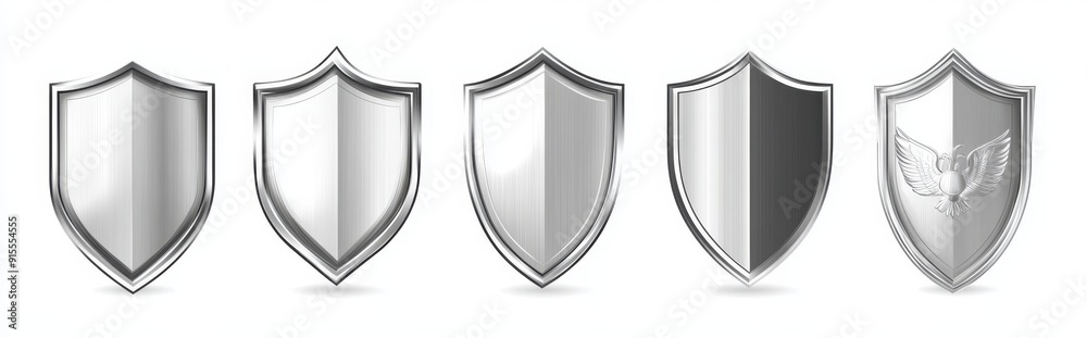 3D shield shape on transparent background using Chrome Material Stock ...