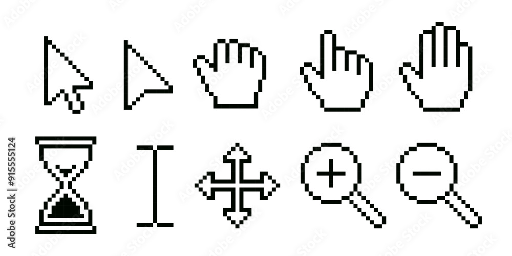Cursor icon pixel. Computer pixel cursor. Stock Vector | Adobe Stock