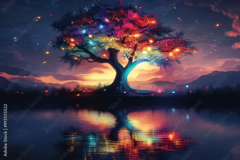 Stock-created digital art depicting the tree of life. This miraculous ...