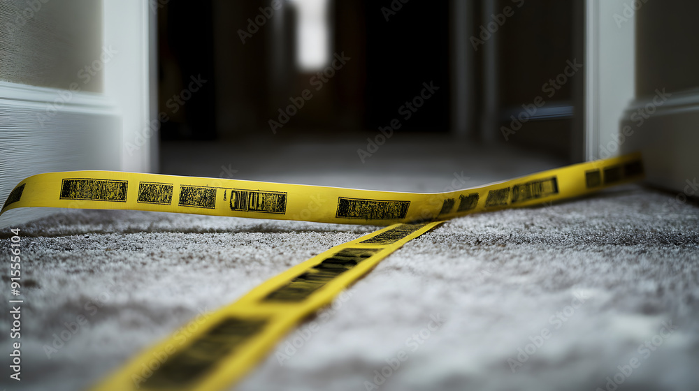 closeup of a crime scene in a deceased person's home. dead man, police ...