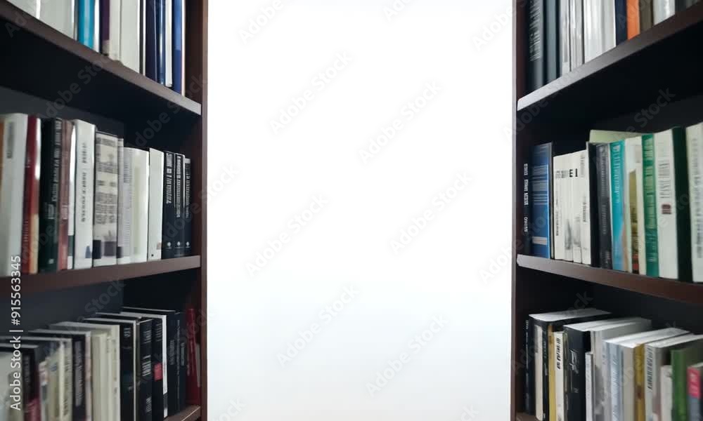 Bookcase Passageway: A minimalist composition featuring two wooden ...