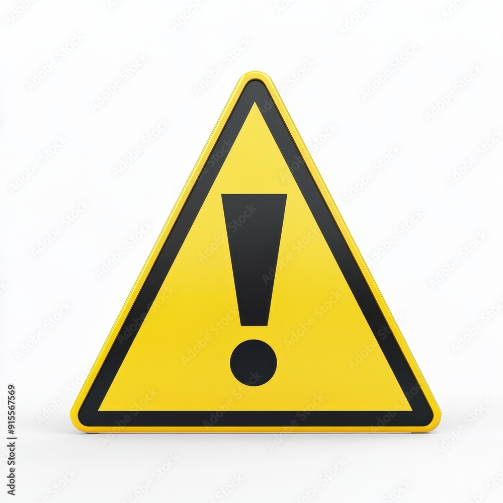Warning sign 3D sticker, transparent background, png Stock Illustration ...