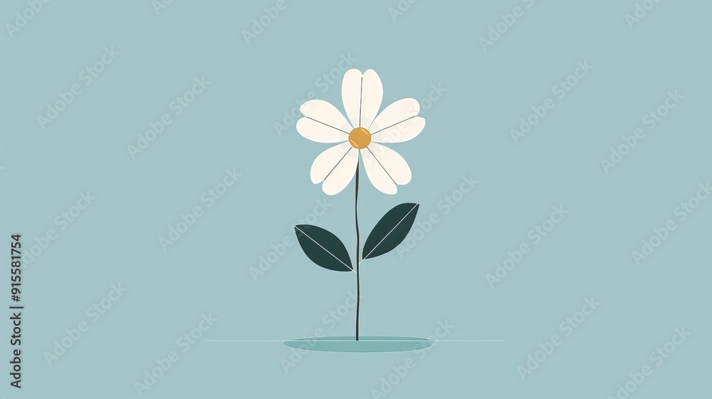 Five-petaled flower, 2D vector illustration, minimalist and clean ...