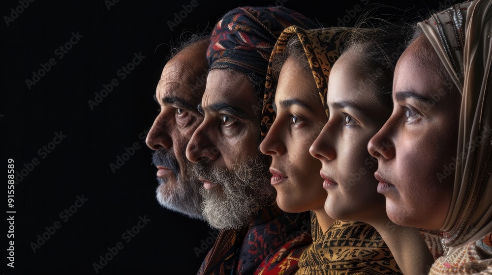 The human face, made from different portraits of different people of ...