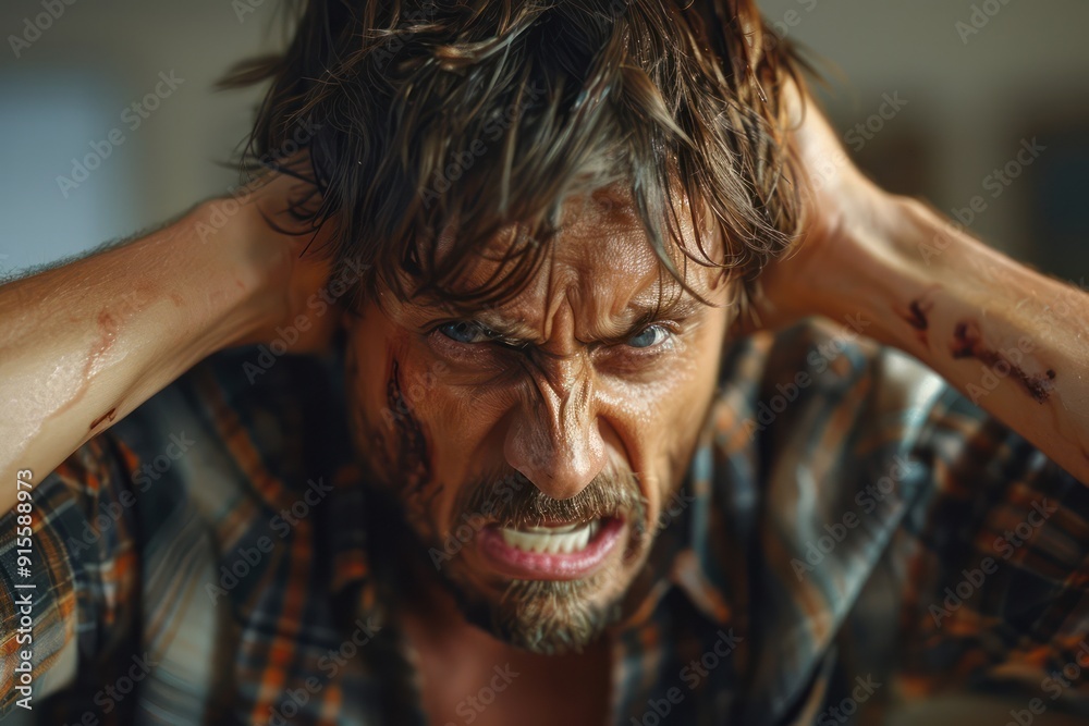 Man in Distress Anguish, Stress, and Physical Manifestations of ...