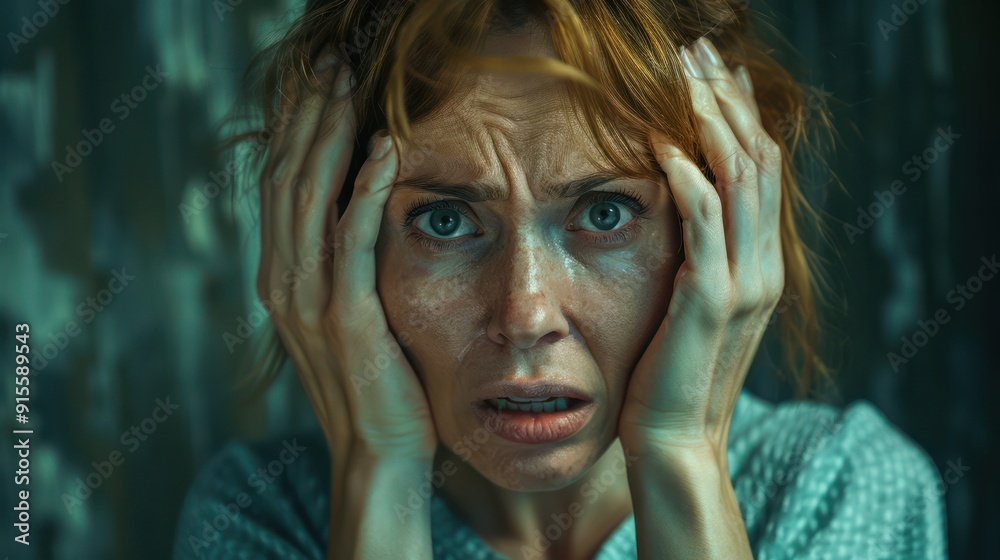 Woman Experiencing Intense Emotional Distress, Showing Signs of Anxiety ...
