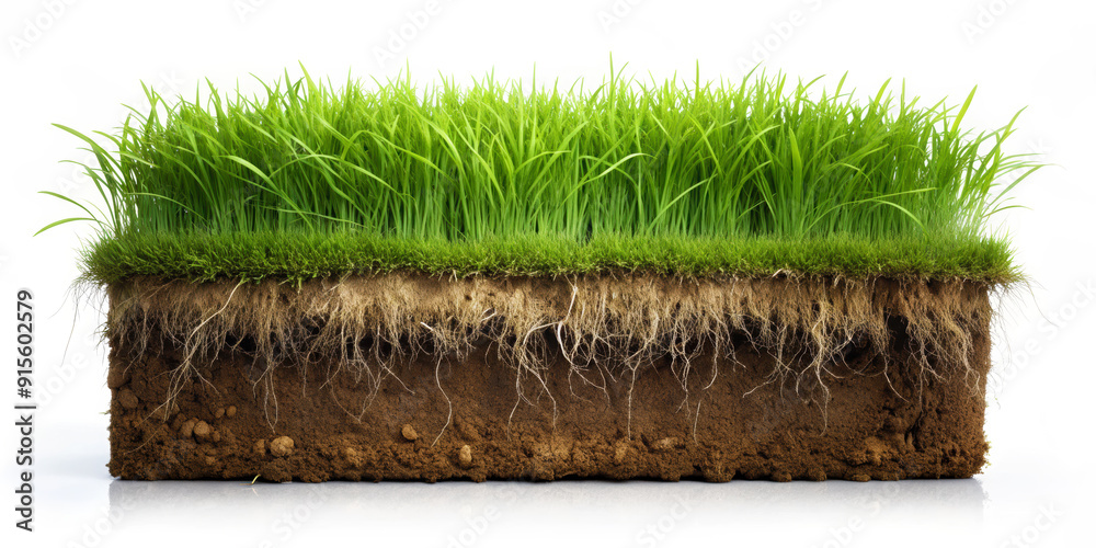 High-Resolution Cross Section Image of Lush Bermuda Grass Showing Root ...