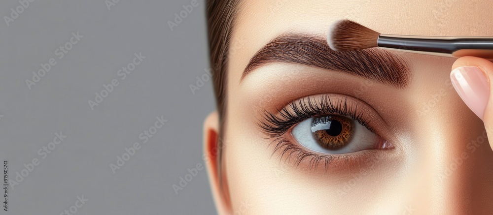 Woman grooming brown eyebrows Woman s eye featuring well defined ...
