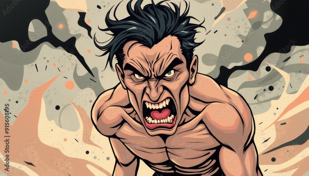 illustration of a stressed individual in vector art facial expression ...