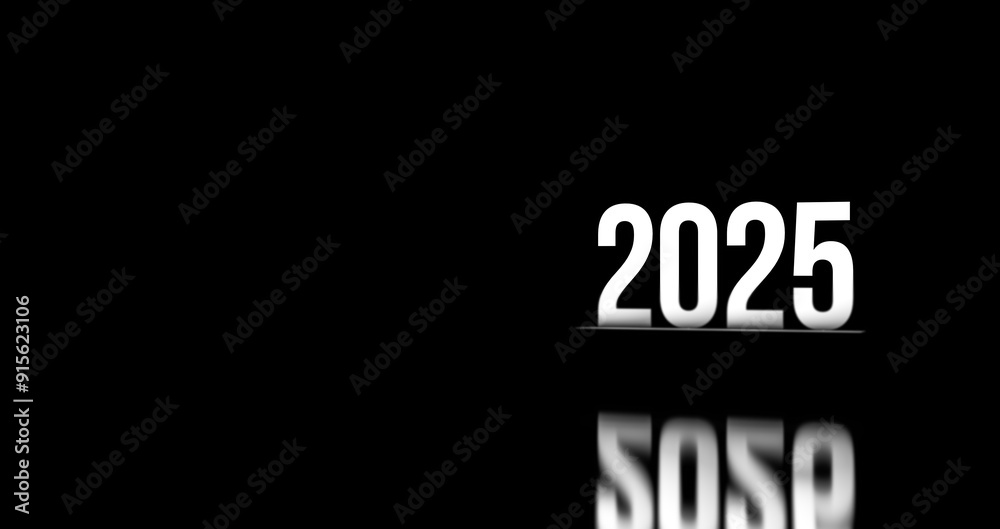 2025 luminous,neon white number on black background,with space for copy ...