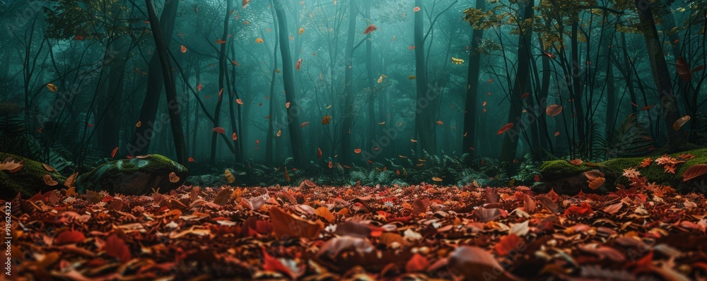 Colorful autumn leaves on a forest floor, 4K hyperrealistic photo ...
