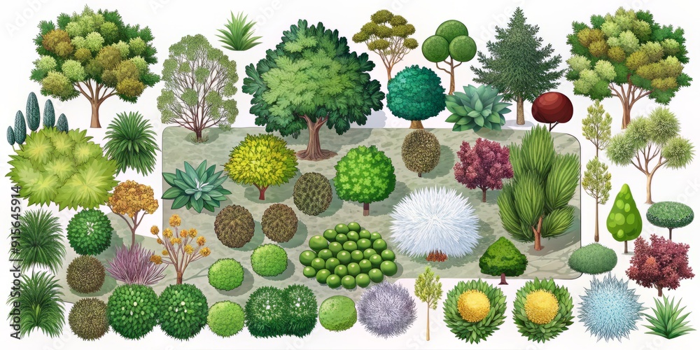 'plans design bushes shrubs landscape illustration Entourage top ...