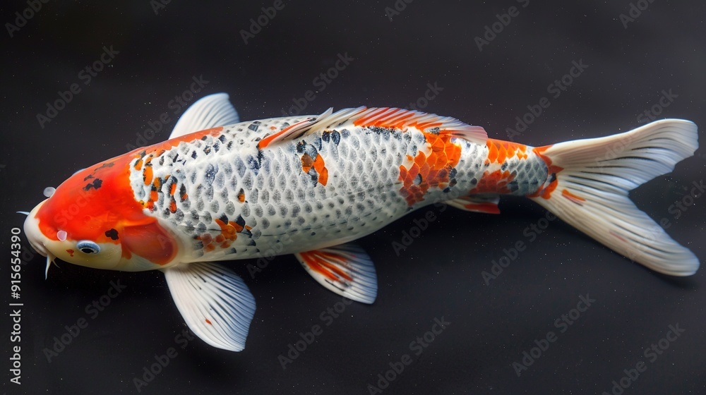 Foto de Koi fish is domesticated version of common carp. This fish is ...