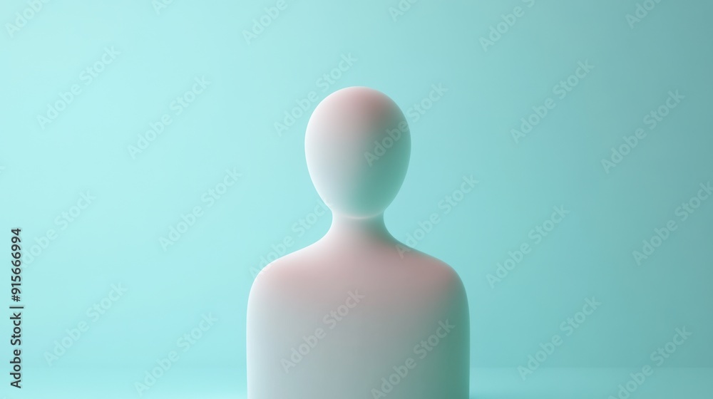 3D render of a minimalist person icon in soft pastel colors ...