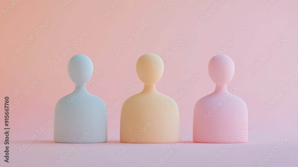 3D render of a minimalist person icon in soft pastel colors ...