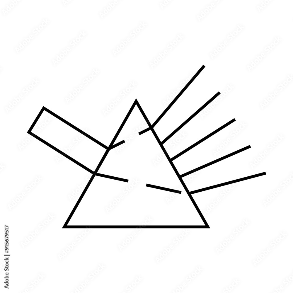 refraction of light rays prism line icon vector. refraction of light ...