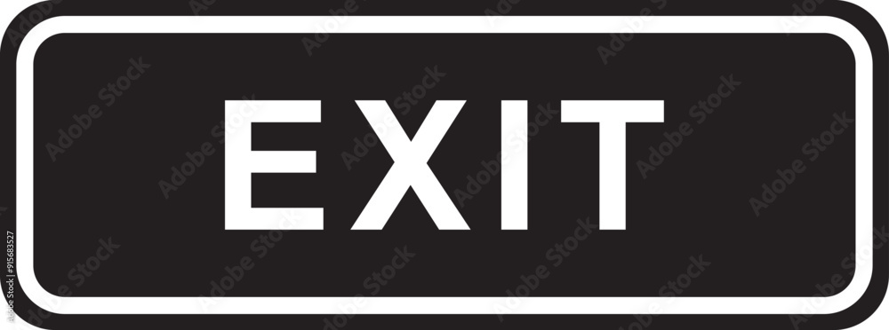 Exit sign, black color, warning sign isolated background Stock Vector ...
