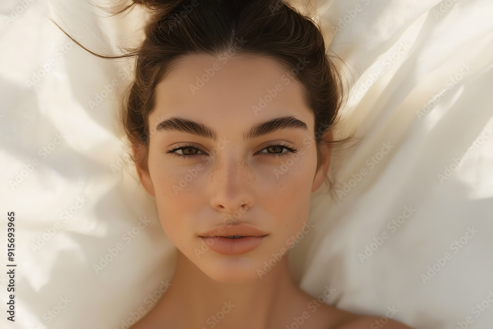 Stunning Close-Up of Tan Woman with Olive Skin Tone and Dark Brown Hair ...