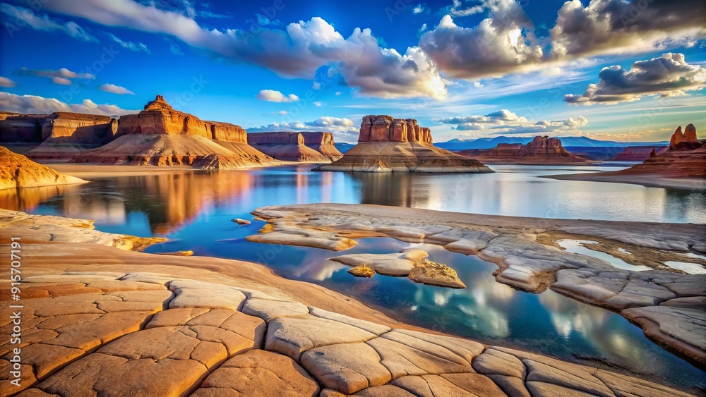 Dramatic scenery of Lake Powell's receding shoreline, revealing ...
