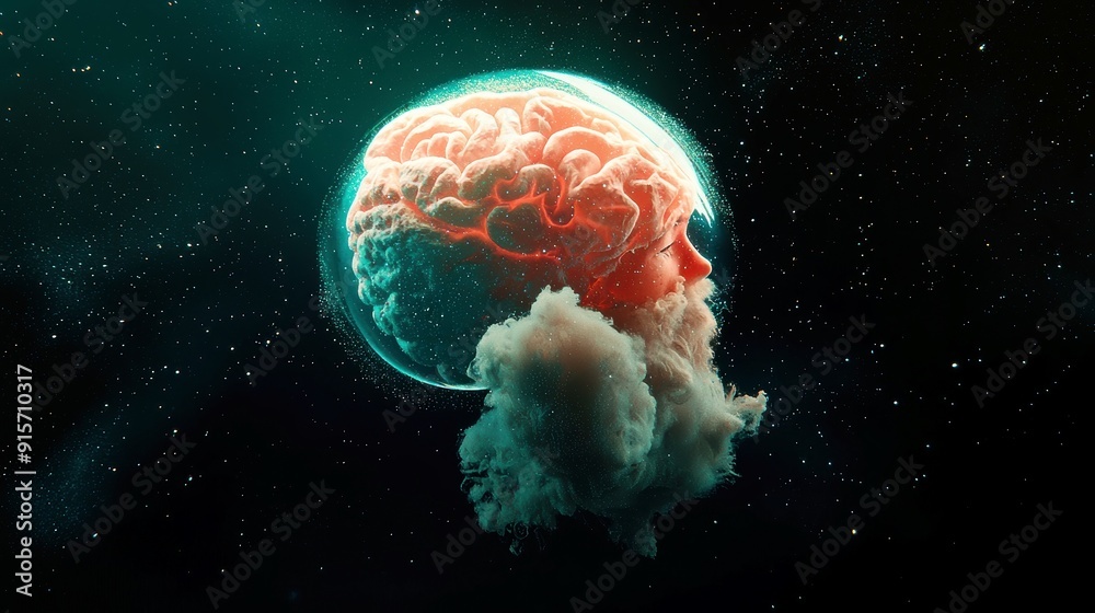 Cosmic Ethics of AI, a digital brain floating in the void symbolizes ...