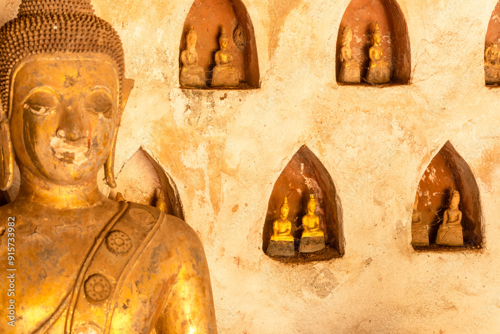 cloister wall with more than 2,000 ceramic and silver Buddha images in ...