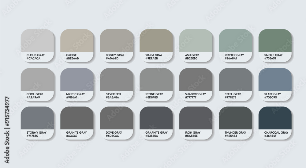 Gray Color Palette, New gray Color Guide Palette with Color Names ...