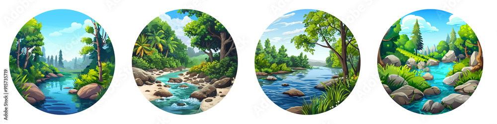 Riverbank clipart collection, symbol, logos, icons isolated on ...