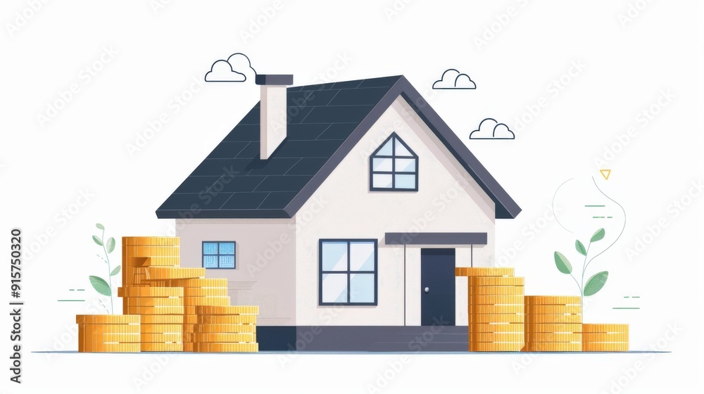 Towering House Investment Growth Illustration on Isolated Background ...
