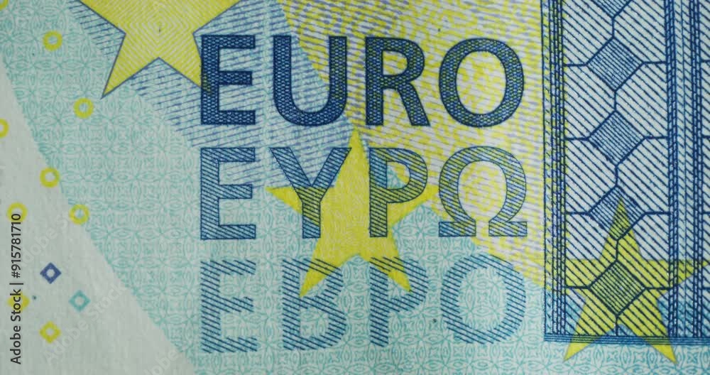 An overview of the 20 euro banknote. Quick frame change with different ...