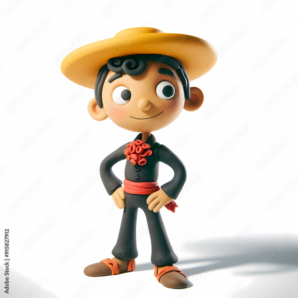 Spain Cultural Character Boy in Traditional Charro Outfit with Wide ...
