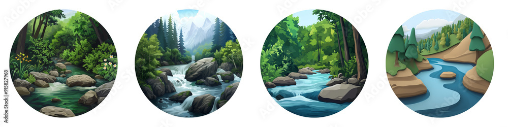 Streamside clipart collection, symbol, logos, icons isolated on ...