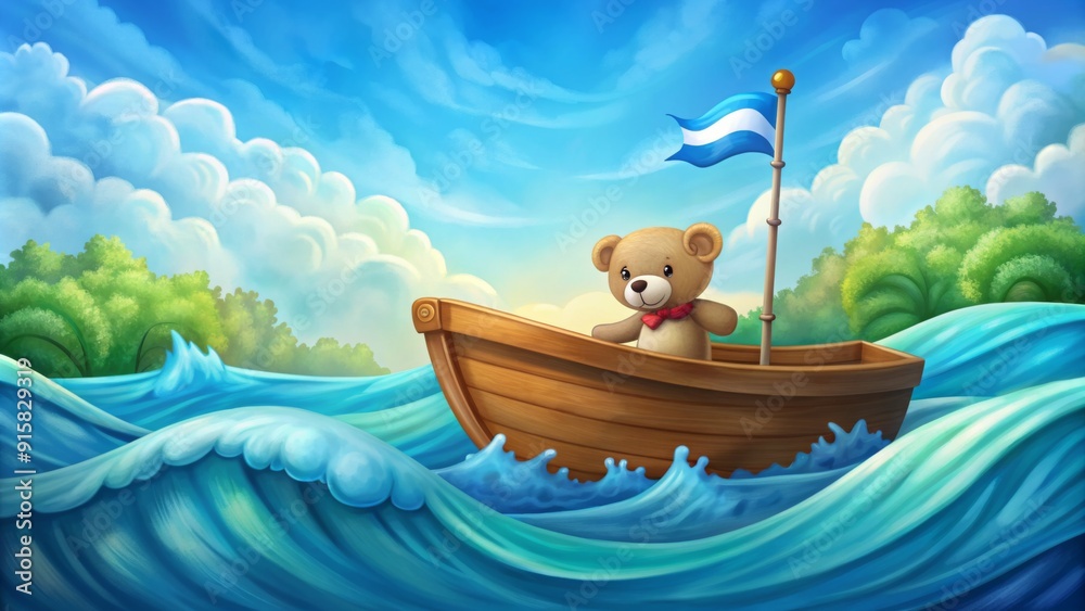 Teddy Bear's Ocean Adventure Digital Painting of a Plush Bear in a ...