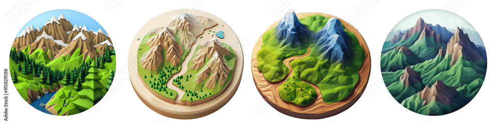 Terrain clipart collection, symbol, logos, icons isolated on ...