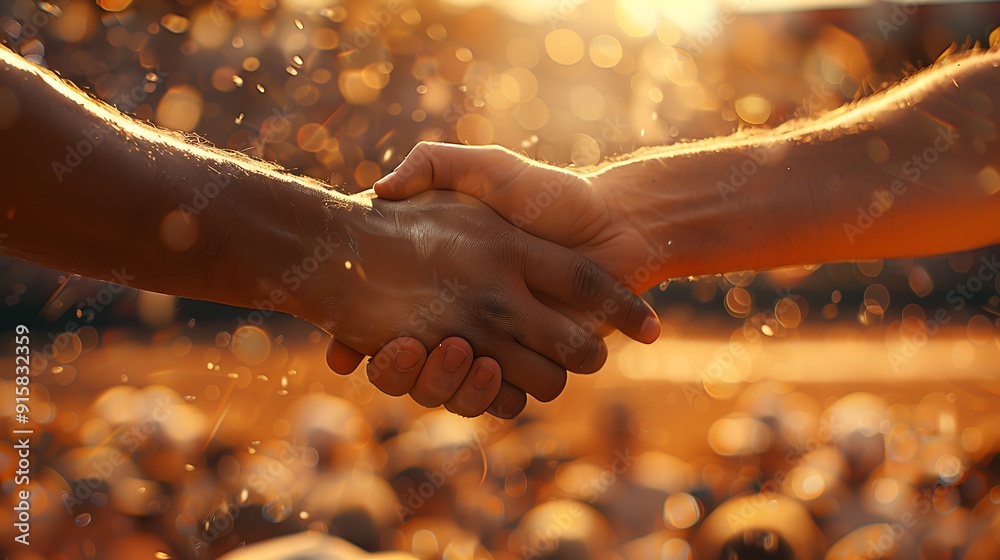 A realistic capture of a handshake between an athlete and a coach on a ...