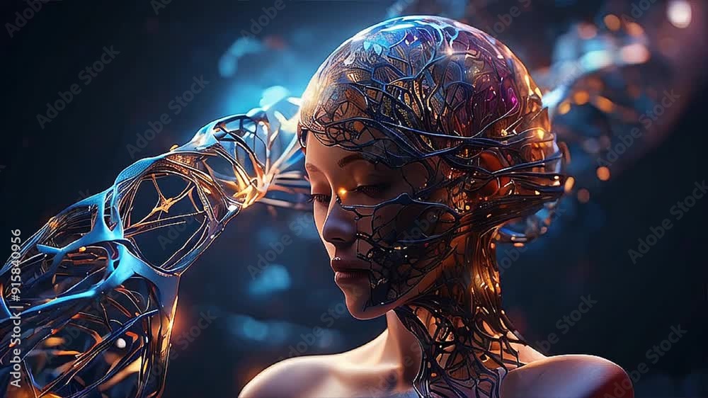 Cutting-edge technology and human biology seamlessly blend, showcasing ...