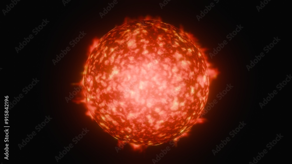 Sun with solar flares. Star with coronal mass ejections. Bright star ...