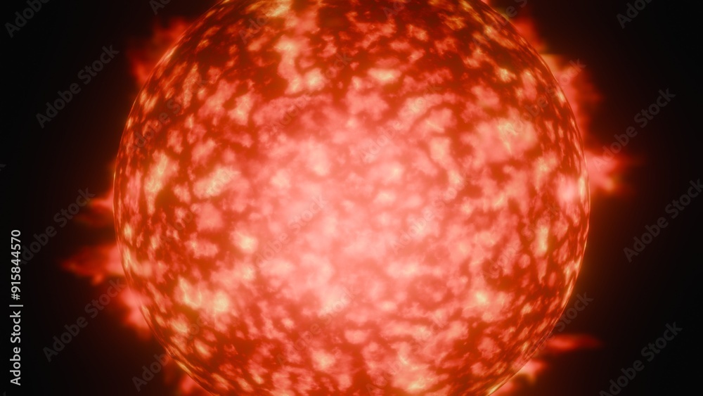 Sun with solar flares. Star with coronal mass ejections. Bright star ...