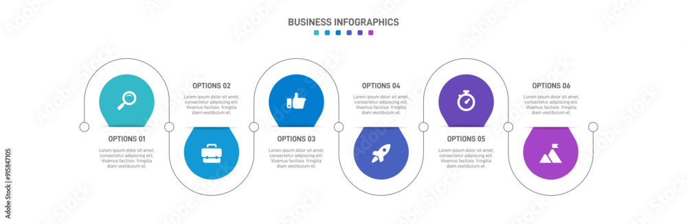 Horizontal progress bar featuring 6 arrow-shaped elements, symbolizing ...