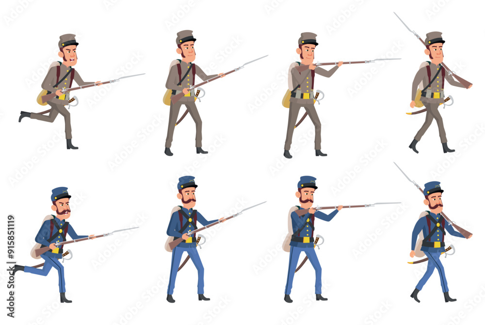 American Civil War. The Union soldier and the Confederate soldier ...