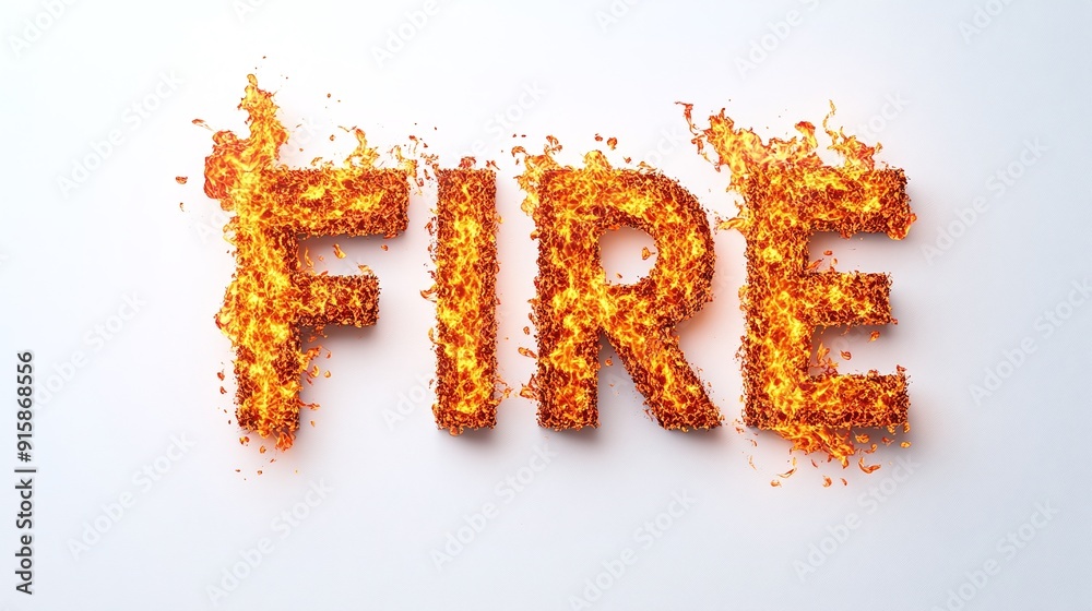 Burning "FIRE" Text Effect on White Background, Fiery Letters with ...