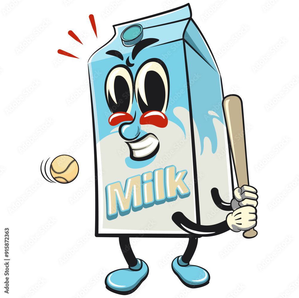 character of a cute milk box cartoon vector isolated clip art mascot ...