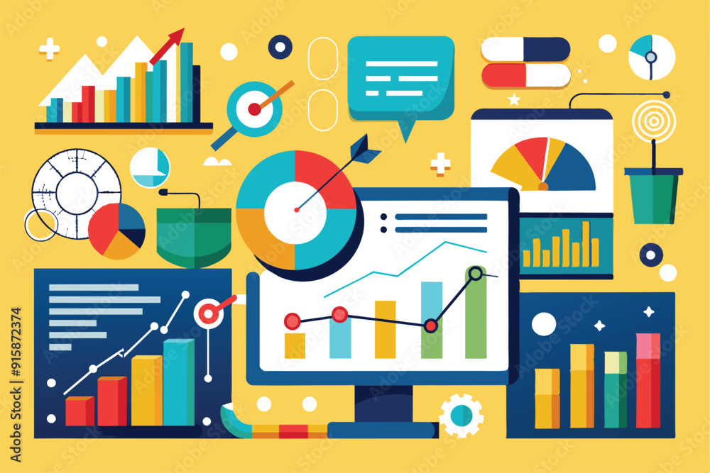 Visual data analysis showcasing various charts and graphs on computer ...