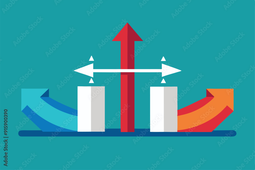 Visual representation of business consolidation with arrows and bars ...