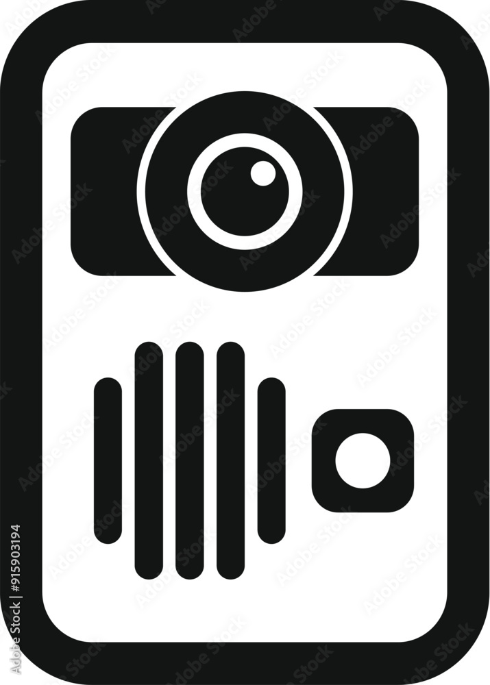Simple icon of an intercom system with a camera, speaker, and button ...